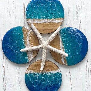 Ocean Resin Coasters Set, Beach House Coffee Table Decor, Beach House ...