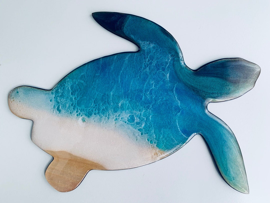 Sea Turtle Wall Hanging, Resin Sea Turtle Sign, Ocean Epoxy Resin Art ...