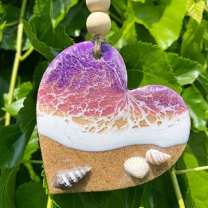 Ocean Epoxy Resin Heart, Ocean Art, Ocean Sand Art, Beach House Decor ...