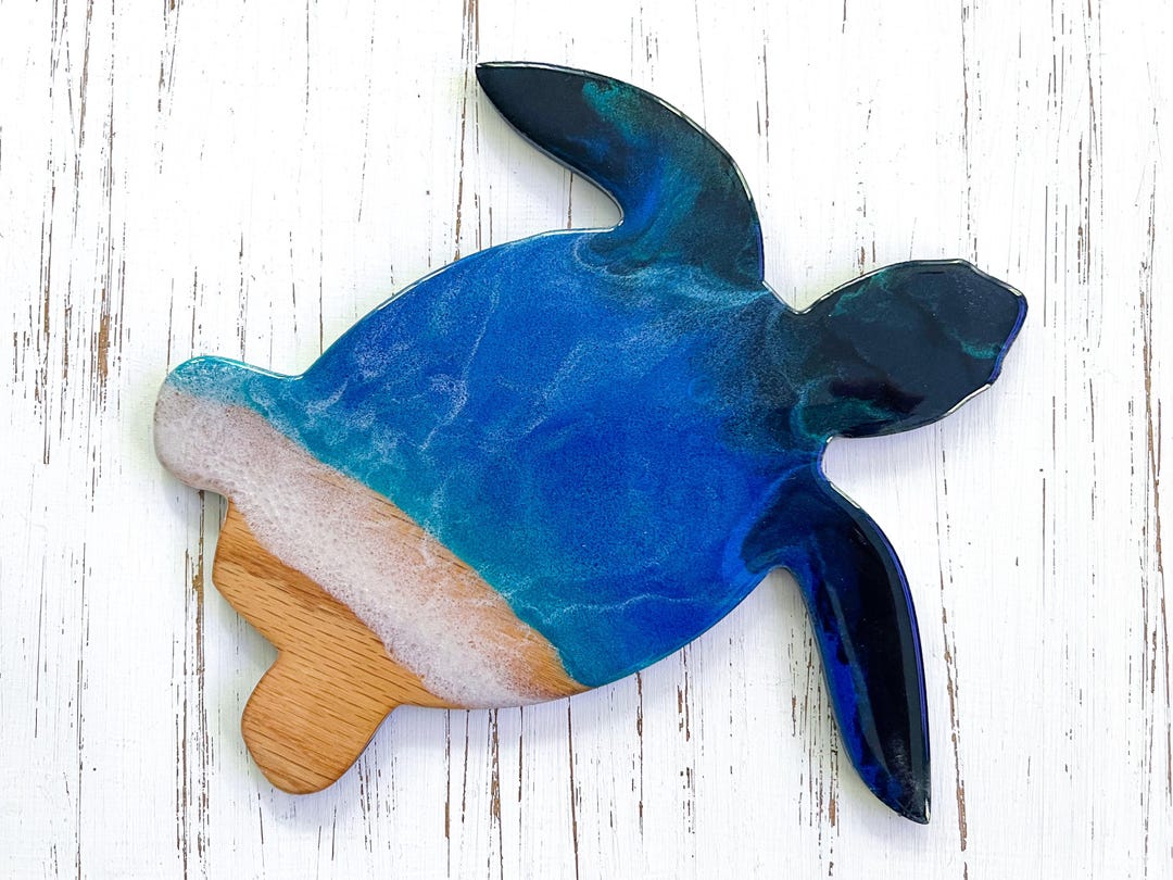 Sea Turtle Wall Hanging, Resin Sea Turtle Sign, Ocean Epoxy Resin Art ...