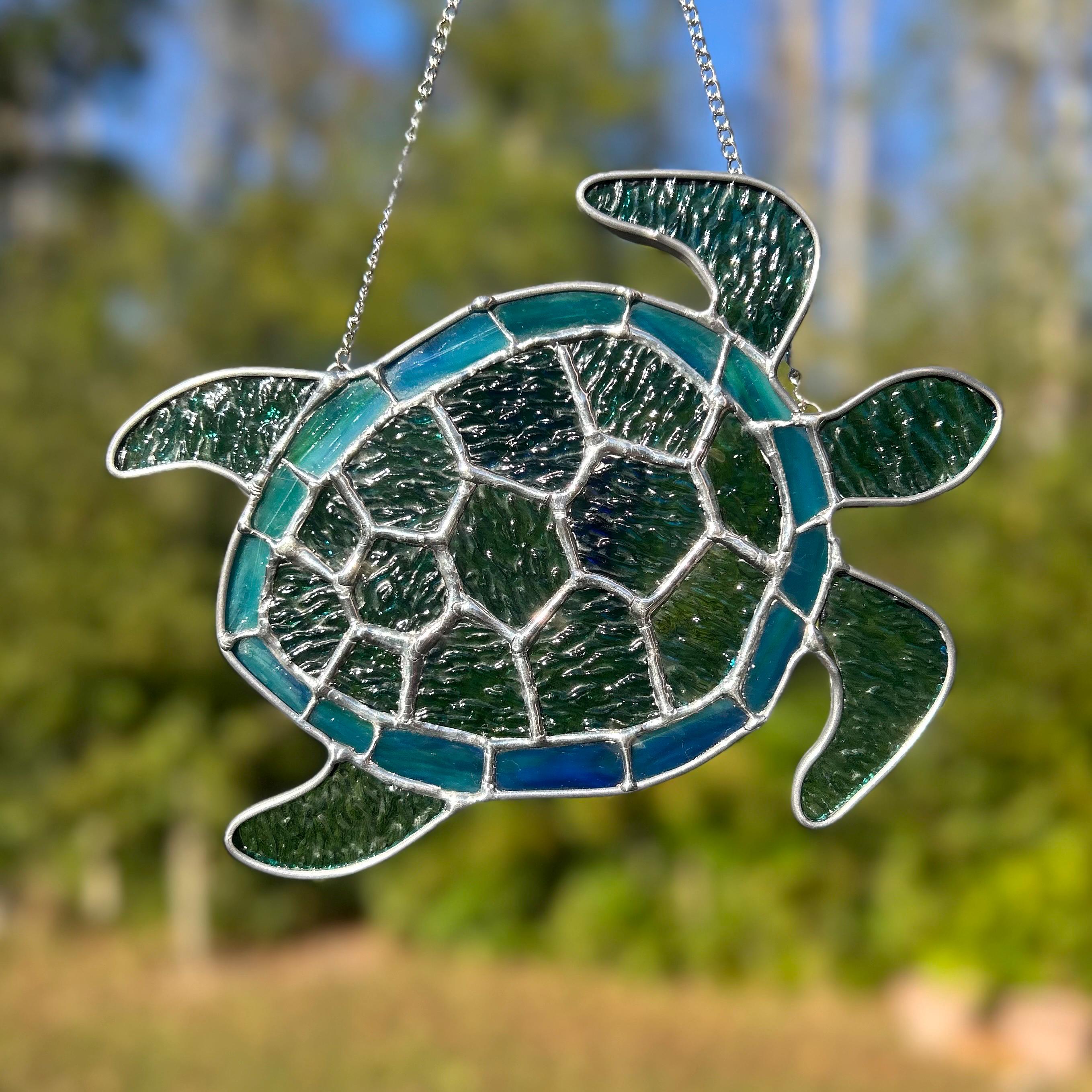 Stained Glass Sea Turtle Suncatcher (handmade) - Etsy
