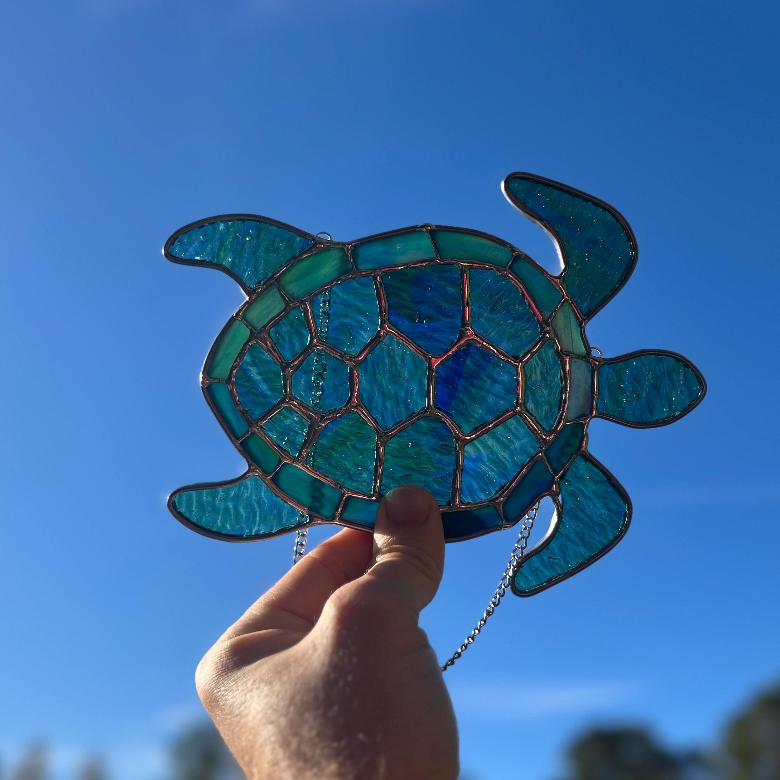 Stained Glass Sea Turtle Suncatcher (handmade) - Etsy