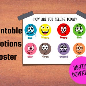 Printable Feelings Poster | Emoticons for Kids Emotions | Expressing ...
