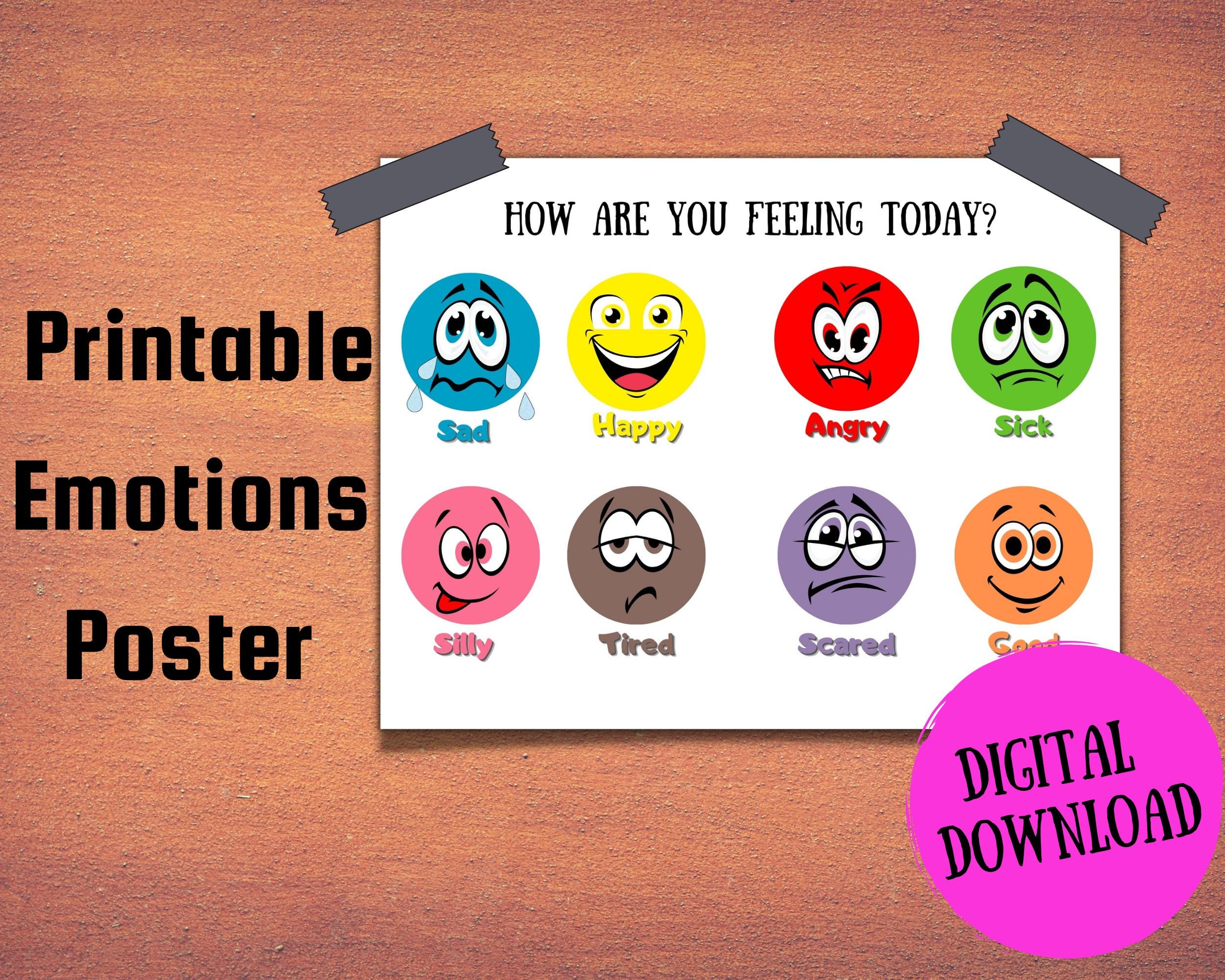 Printable Feelings Poster | Emoticons for Kids Emotions | Expressing ...
