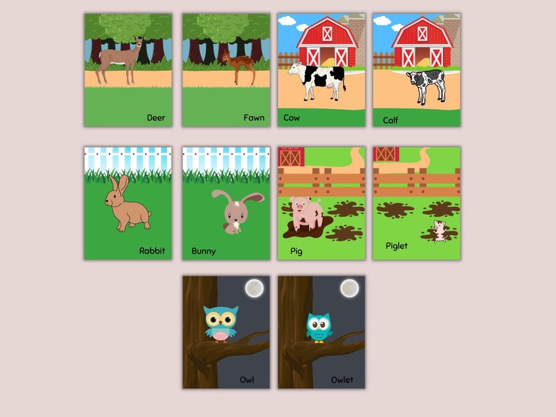 Printable Animal Matching Game-kids Activity-daycare,preschool ...