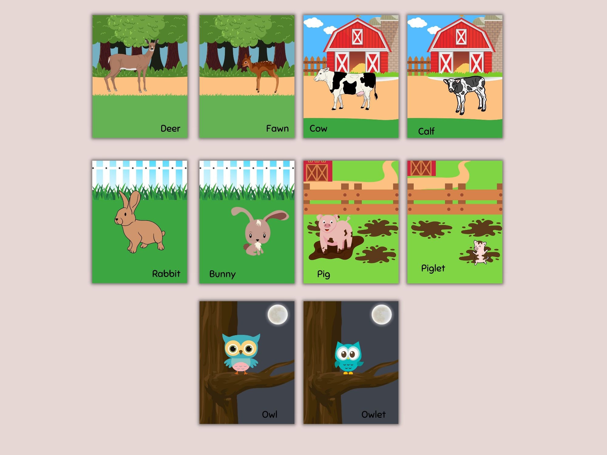 Printable Animal Matching Game-kids Activity-daycare,preschool ...