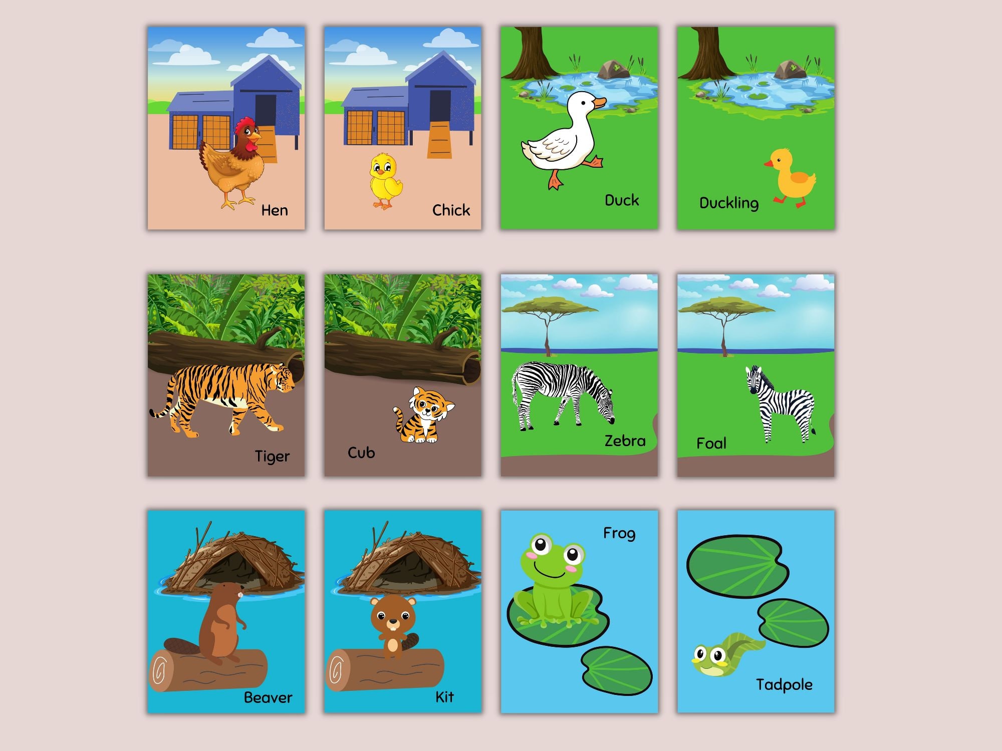 Printable Animal Matching Game-kids Activity-daycare,preschool ...
