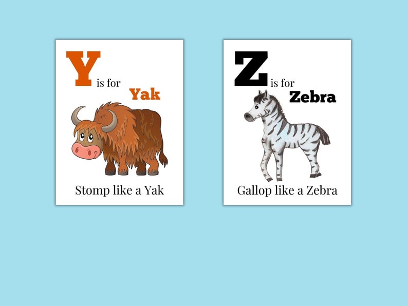 ABC Animal Movement Cards: Printable Learning Activity (PDF) - Etsy