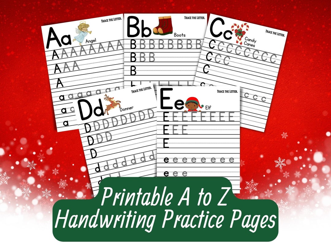 Christmas Alphabet Handwriting Practice Pages A-Z (printable PDF) - Etsy