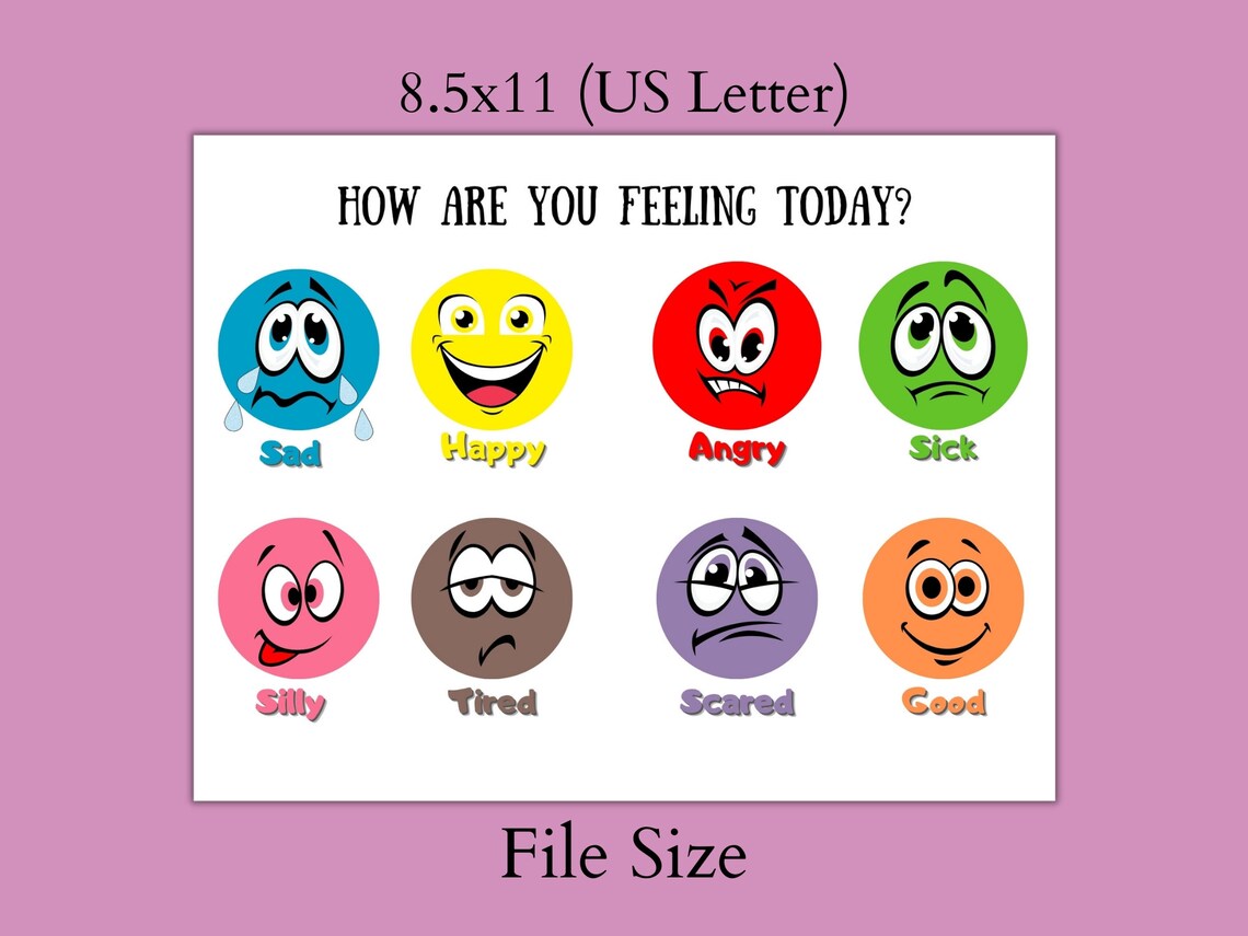 Printable Feelings Poster | Emoticons for Kids Emotions | Expressing ...