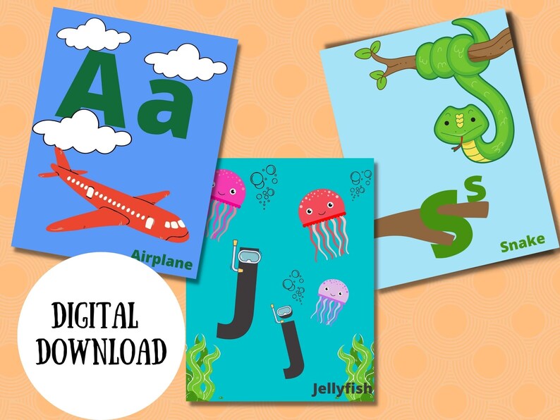 26 Printable ABC Pages-alphabet Flash Cards for Preschoolers ...