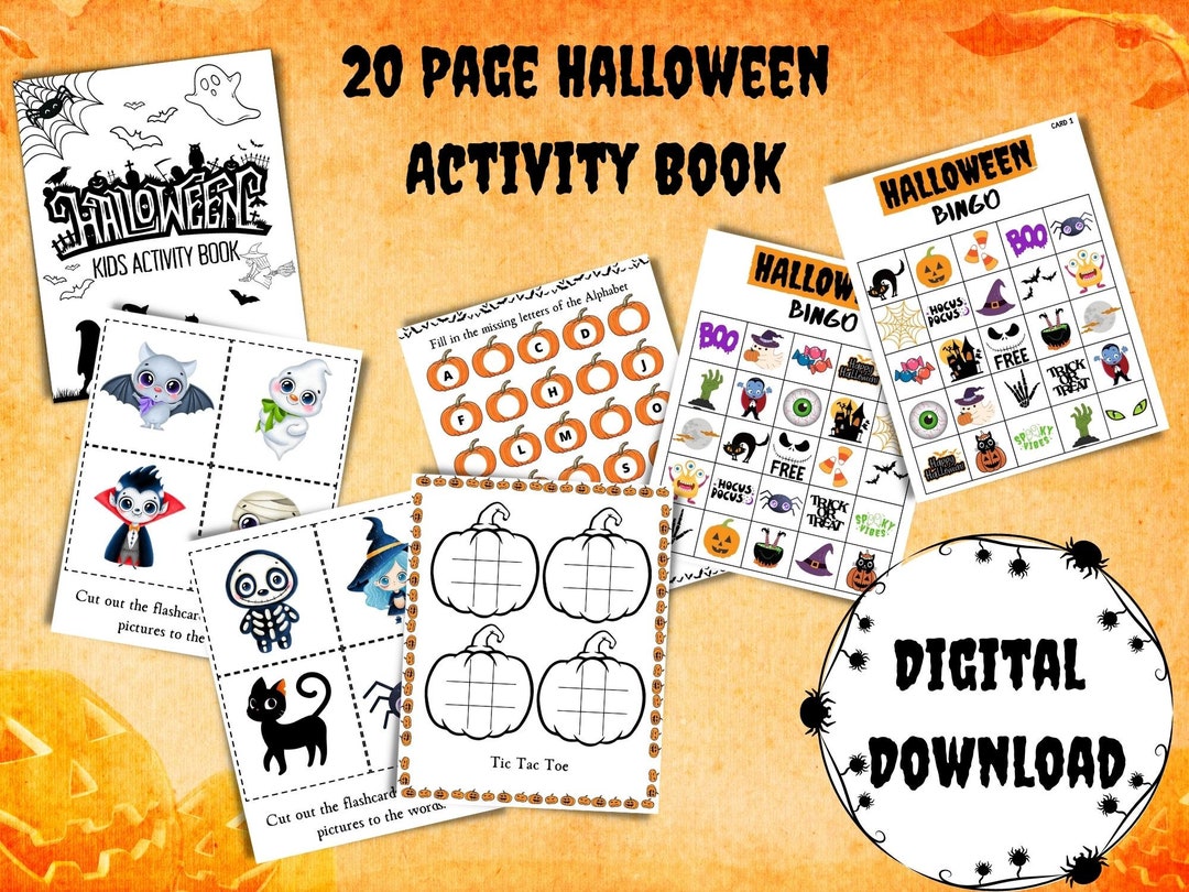 Printable Halloween Activity Book for Kids-coloring Pages | Matching ...