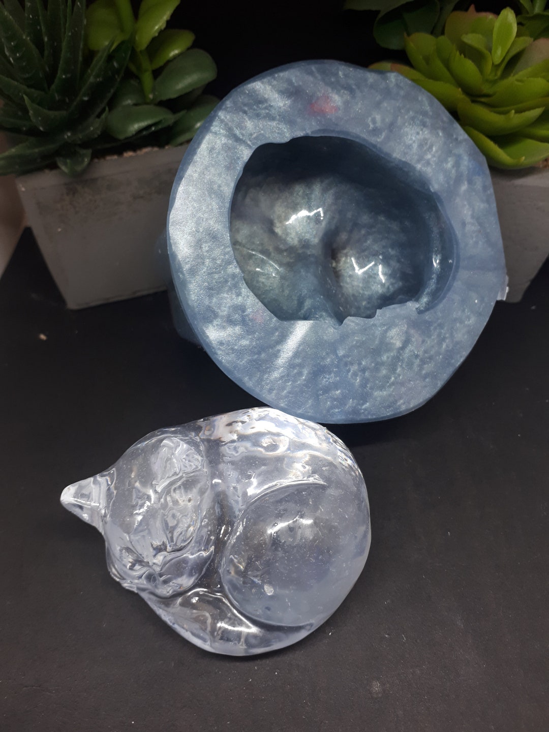 Shiny Medium Sleeping Cat Mold - Keepsake Mold- Cat Memorial Mold- Cat ...