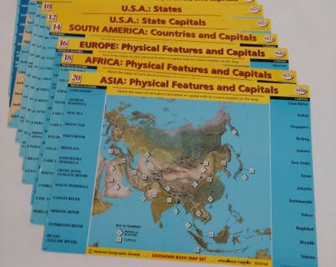 Geosafari Base Map Set EI-8764 National Geographic Society Cards 1-20 ...