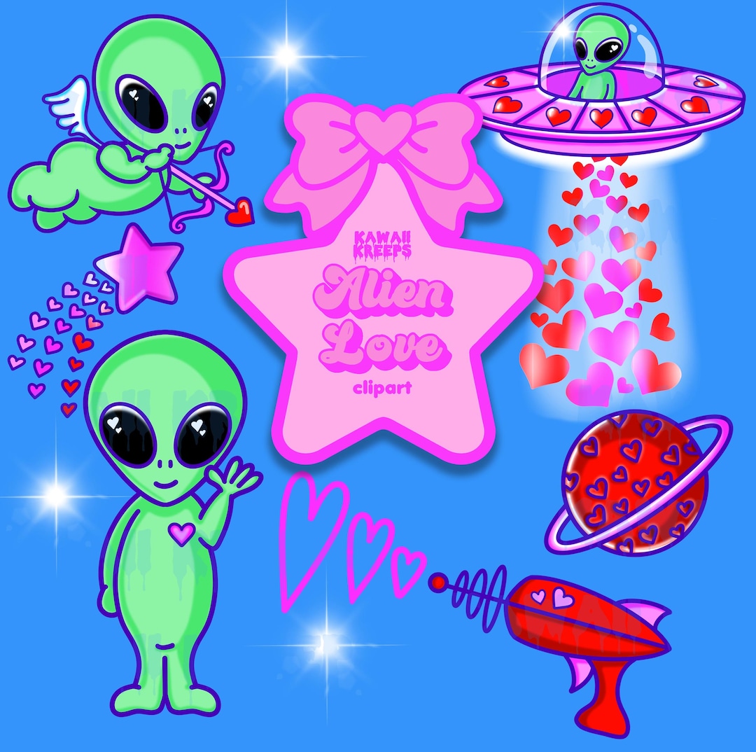 Alien Valentine's Day Clipart PNG UFO Outer Space Galaxy Cosmic Planet ...