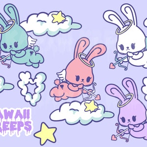 Emo Angel Bunny Pastel Goth Clipart PNG Files Digital Download - Etsy