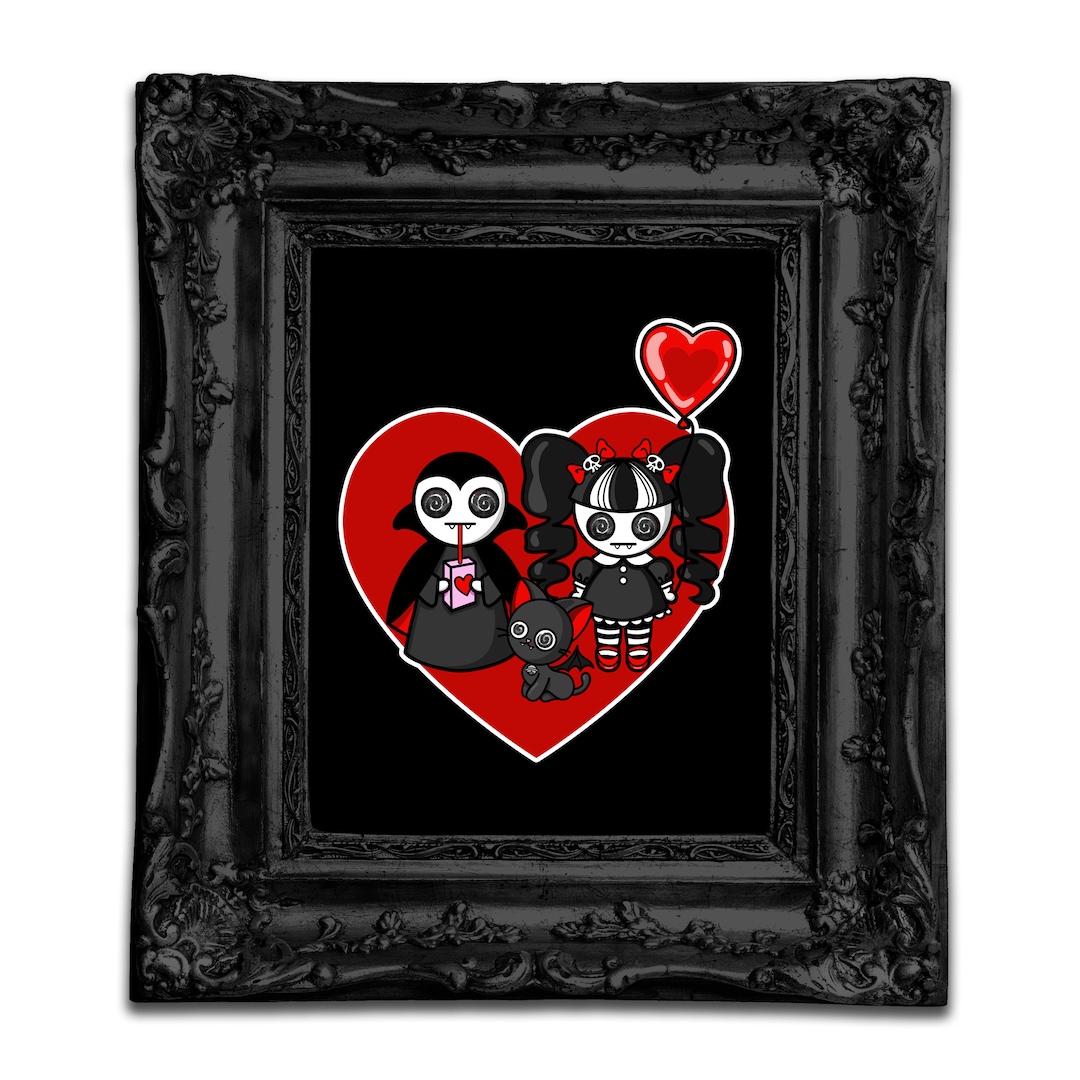 Goth Valentines Day Vampires Art Print Digital Download Printable ...