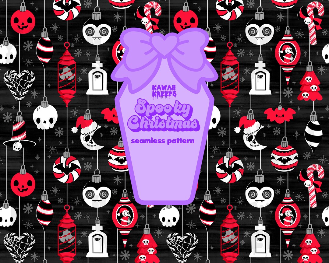 Pastel Goth Christmas Ornaments Gothic Mid Century Modern Seamless ...