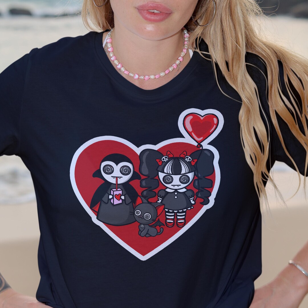 Goth Valentine's Day Shirt PNG Kawaii Vampires PNG Valoween Creepy Dark ...