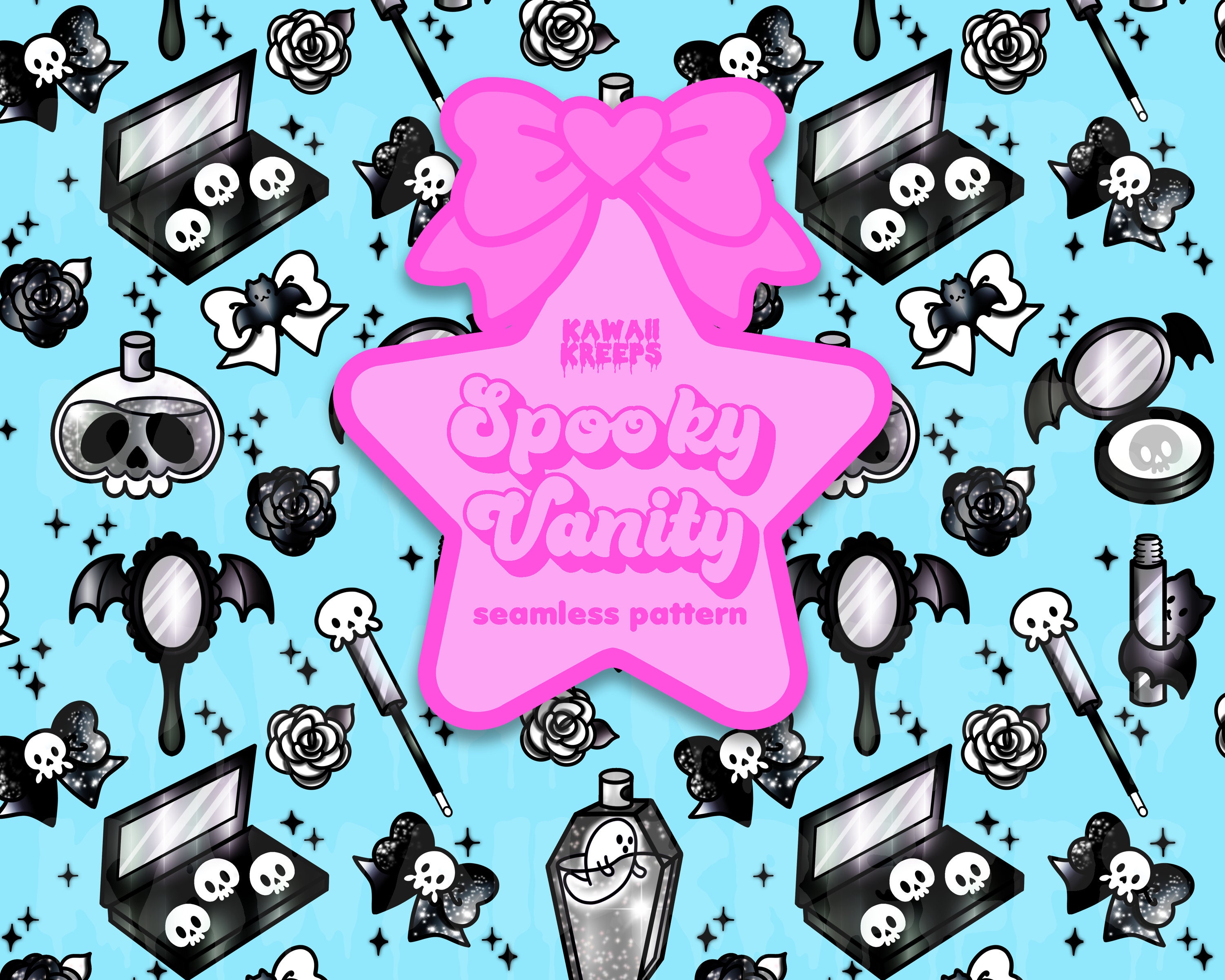 Pastel Goth Makeup Cosmetics Vanity Seamless Pattern Halloween - Etsy