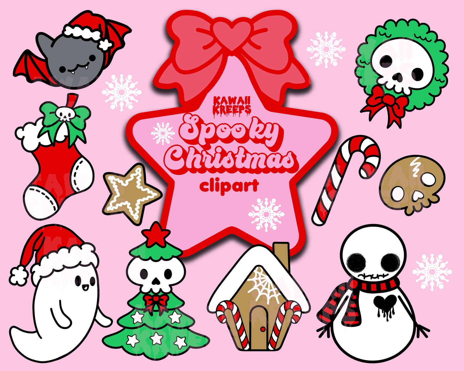 Pastel Goth Emo Christmas Digital Clipart / Digital Sticker - Etsy