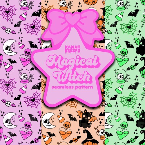 Pastel Halloween Digital Paper Cute Spooky Seamless Pattern - Etsy