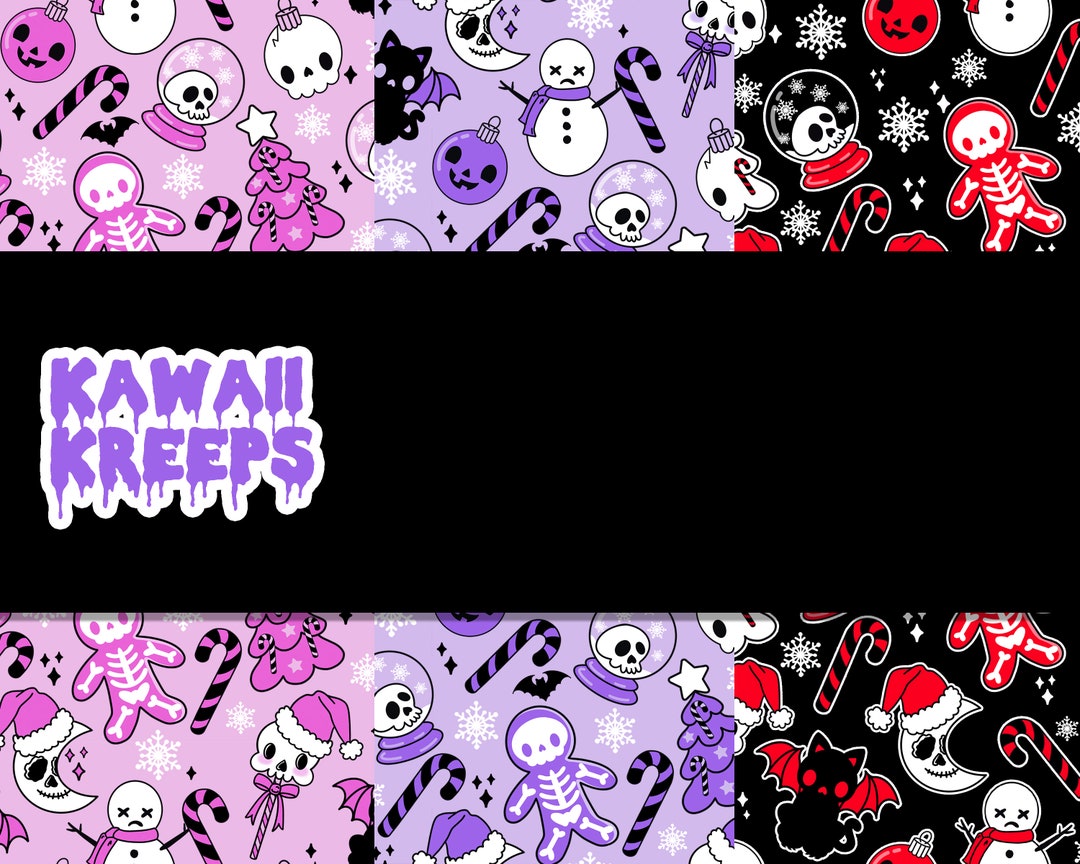 Pastel Goth Christmas Seamless Pattern Digital Paper With - Etsy