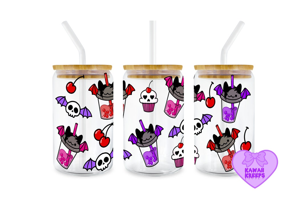 Pastel Goth Emo Boba Bats 16 Oz Libbey Glass Can Tumbler Sublimation ...
