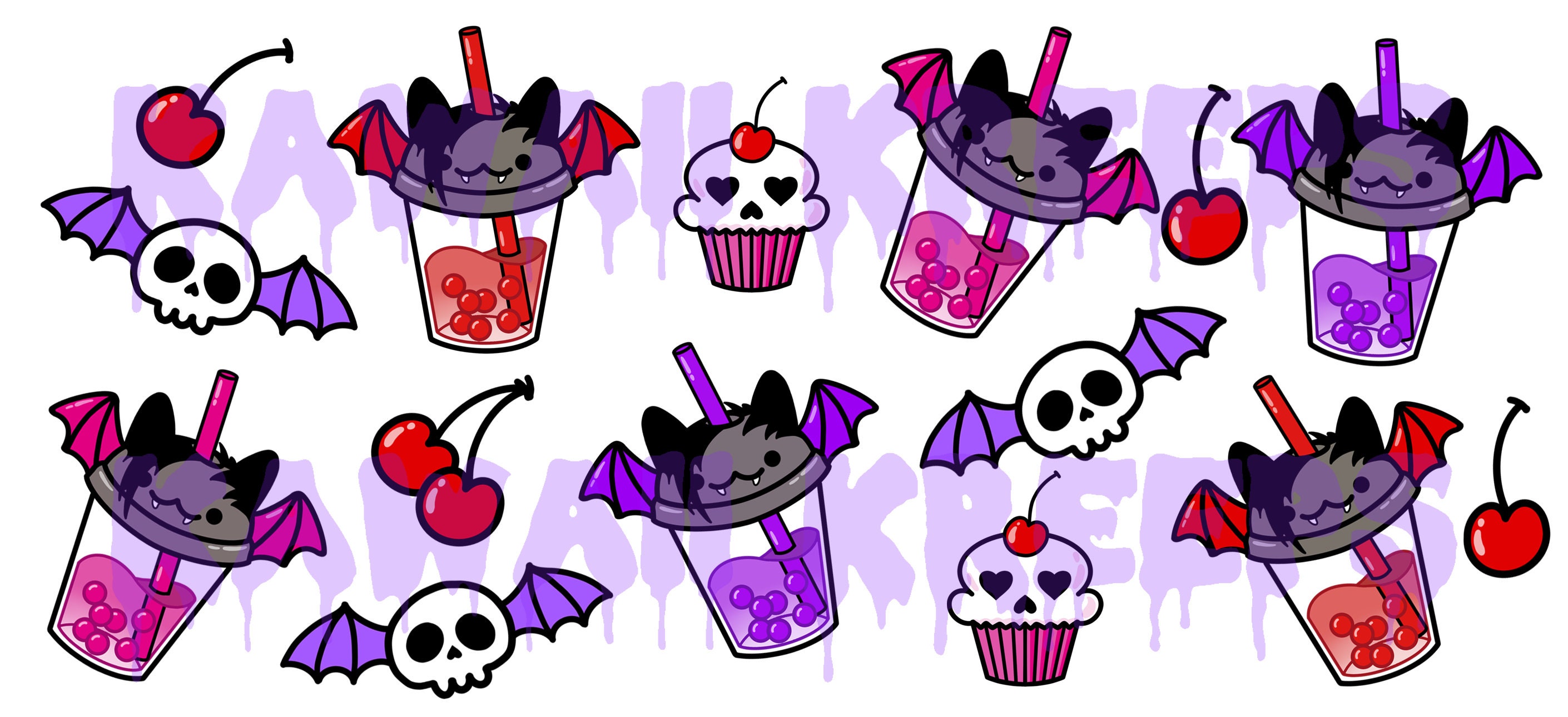 Pastel Goth Emo Boba Bats 16 Oz Libbey Glass Can Tumbler Sublimation ...