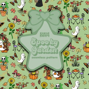 Dark Cottagecore Fall Spooky Garden Halloween Seamless Pattern - Etsy