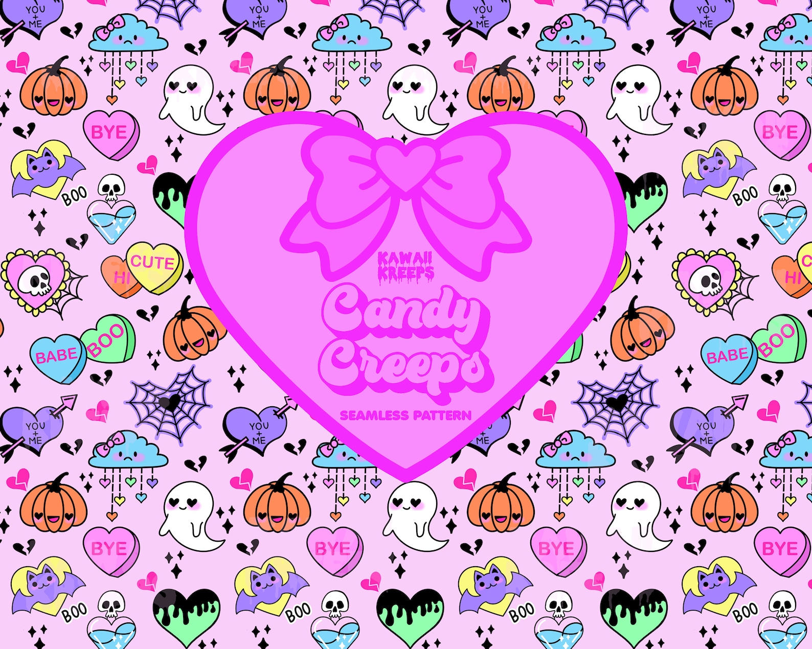 Pastel Goth Valentine's Day Seamless Pattern / Digital - Etsy