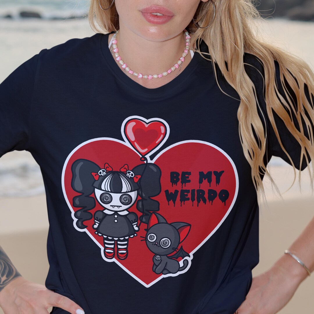 Gothic Vampire Girl Kawaii Shirt PNG Goth Valentines Day Valoween Be My ...