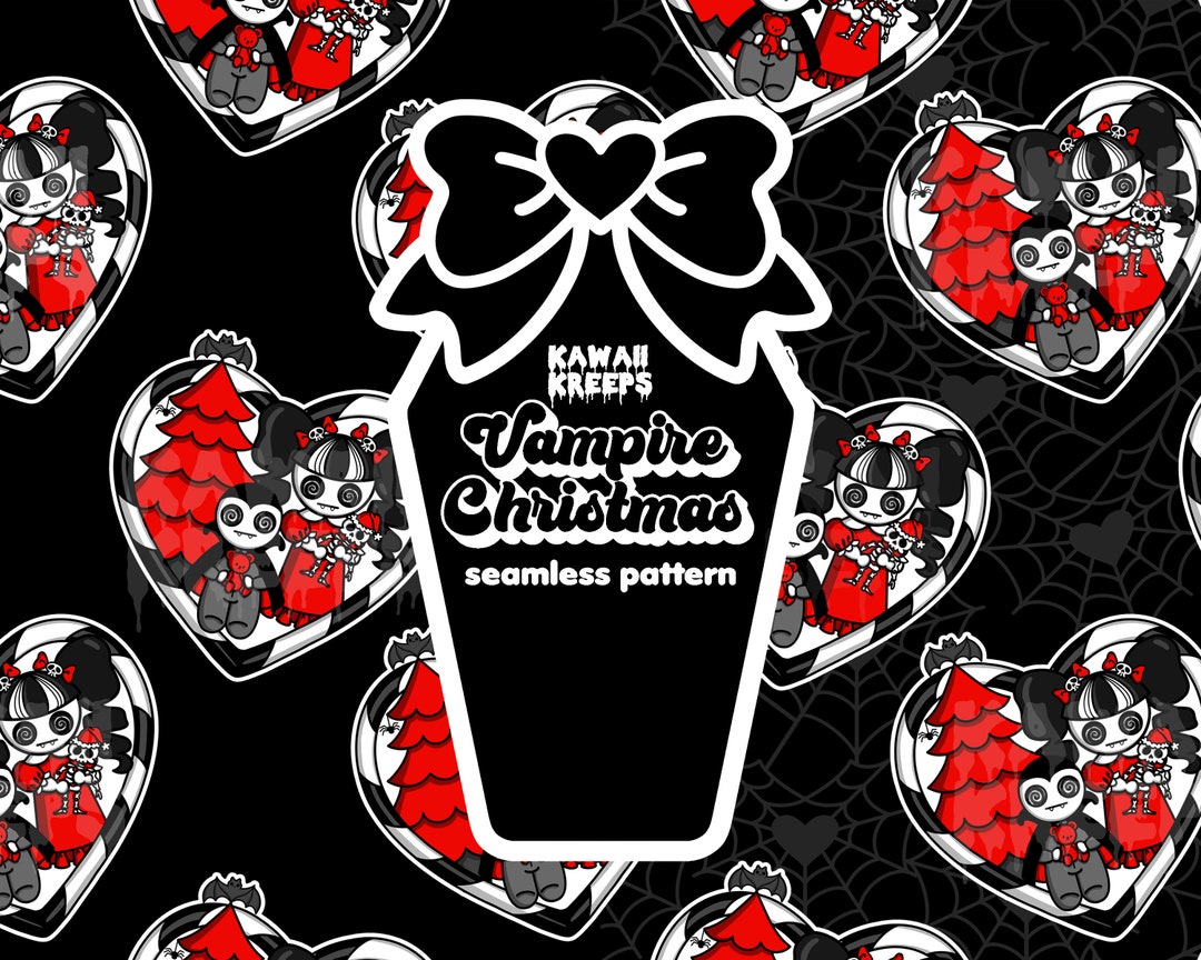 Goth Christmas Vampire Children Gothic Christmas Seamless Pattern ...