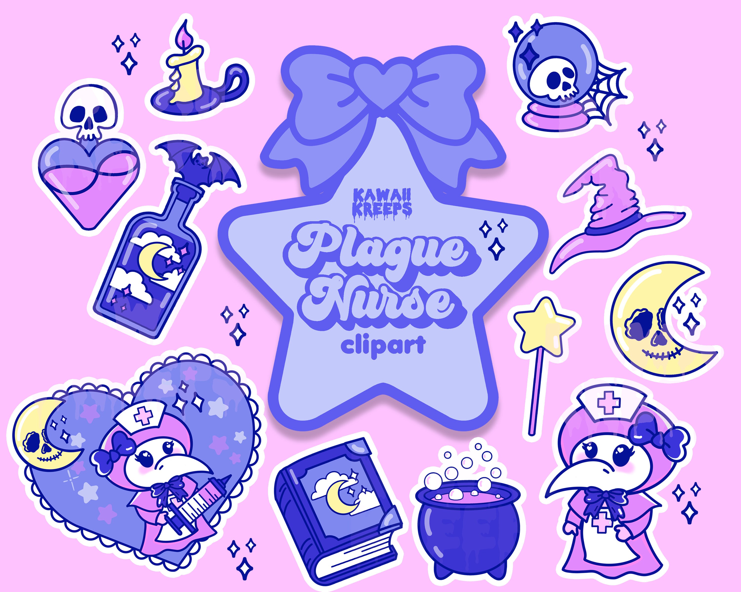 Pastel Goth Plague Nurse Digital Clipart / Digital Sticker Download ...