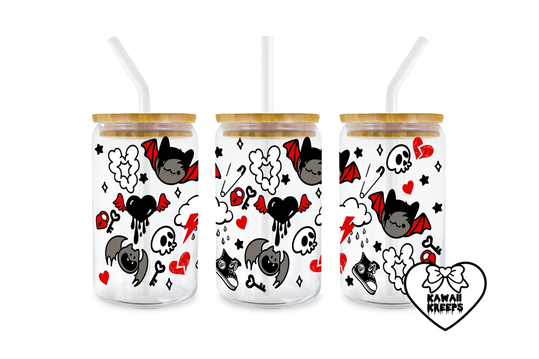 Pastel Goth Emo Bat 16 Oz Libbey Glass Can Tumbler Sublimation Design ...