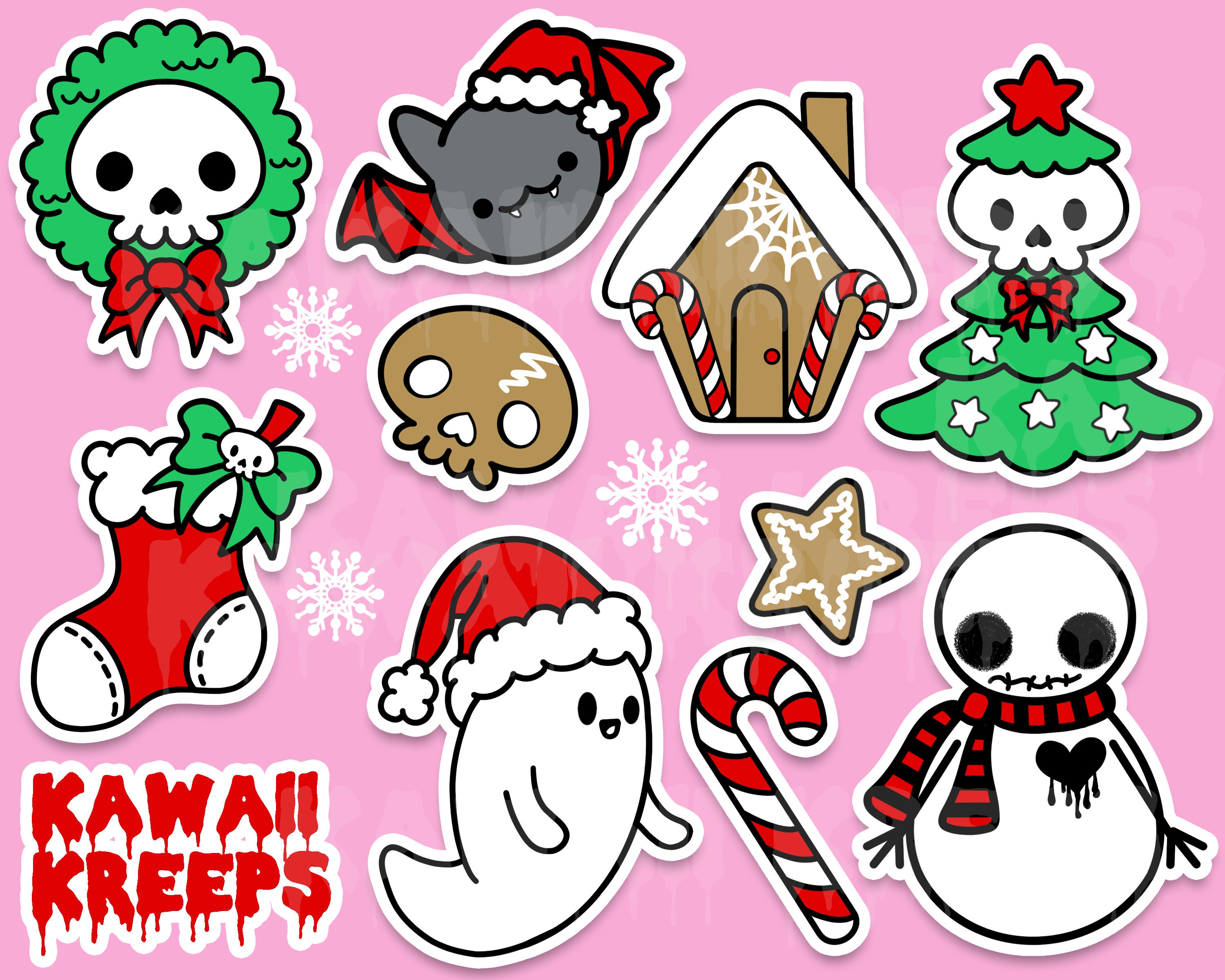 Pastel Goth Emo Christmas Digital Clipart / Digital Sticker - Etsy