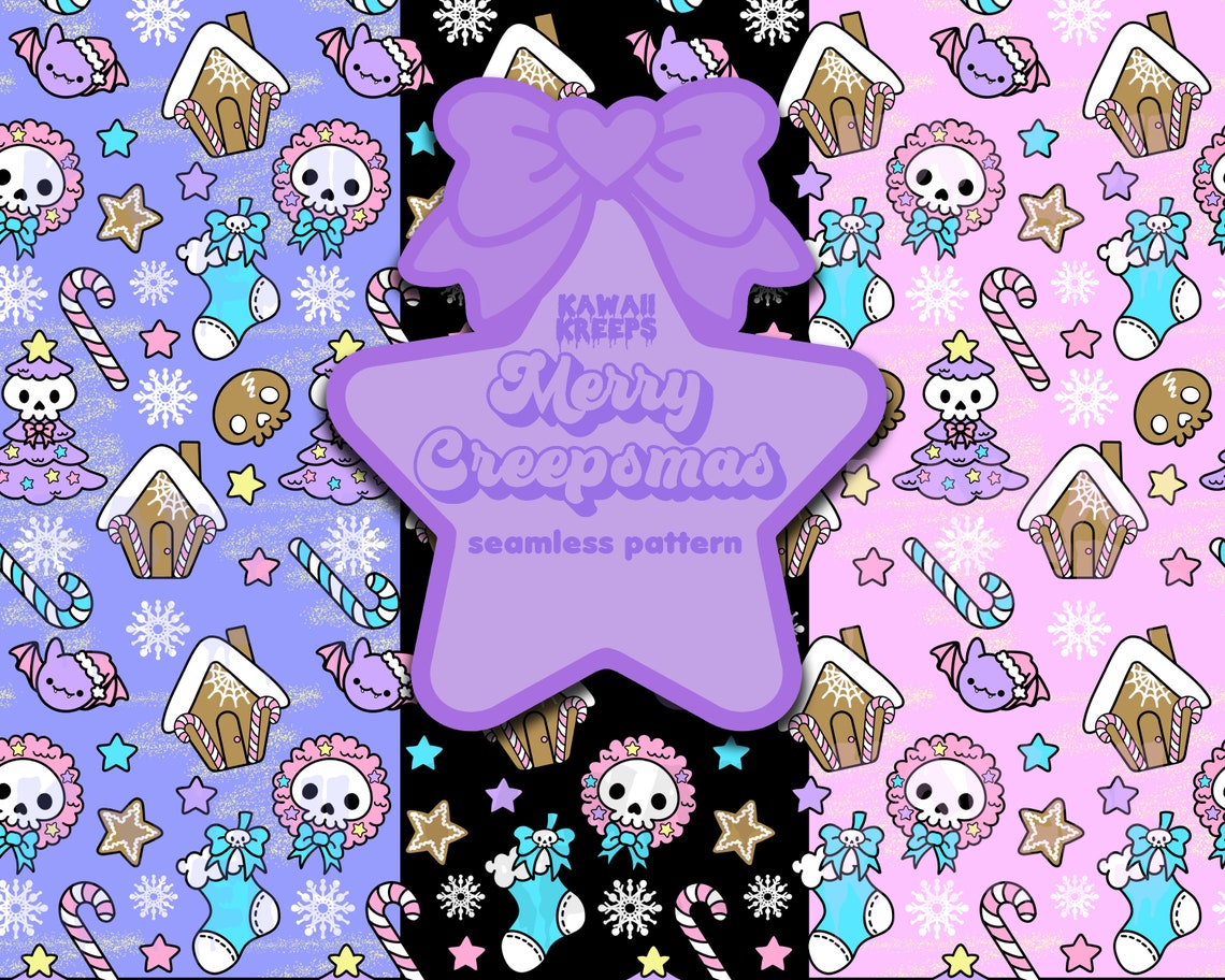 Pastel Goth Christmas Seamless Pattern Digital Paper With - Etsy