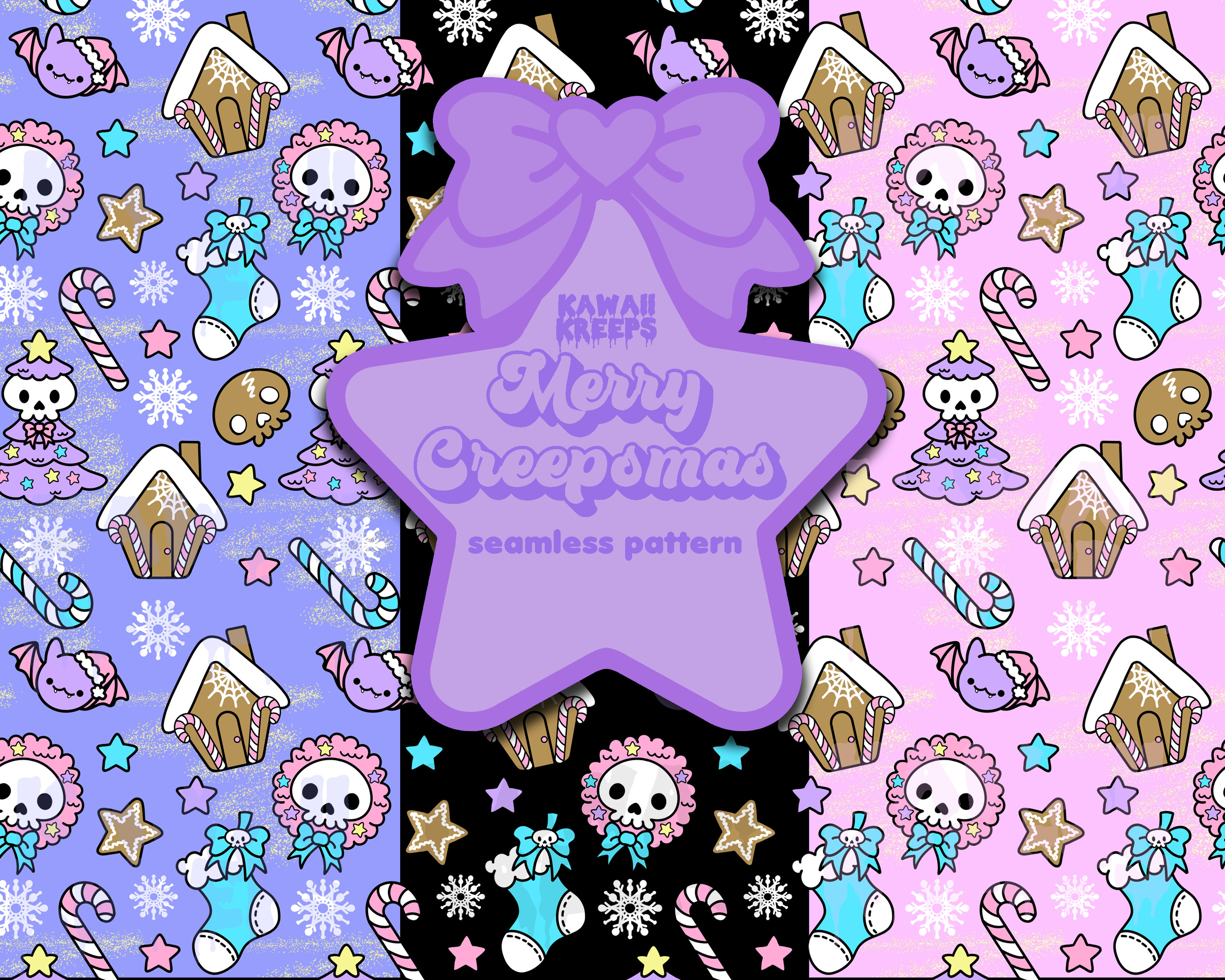 Pastel Goth Christmas Seamless Pattern Digital Paper With - Etsy