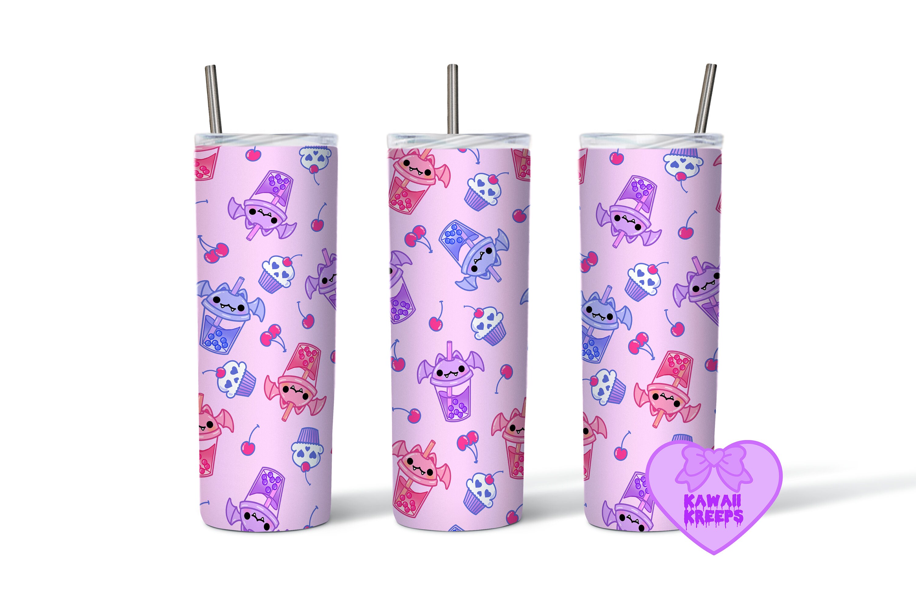 Emo Boba Bat Bubble Tea Bunny Pastel Goth 20 Oz Skinny Tumbler ...
