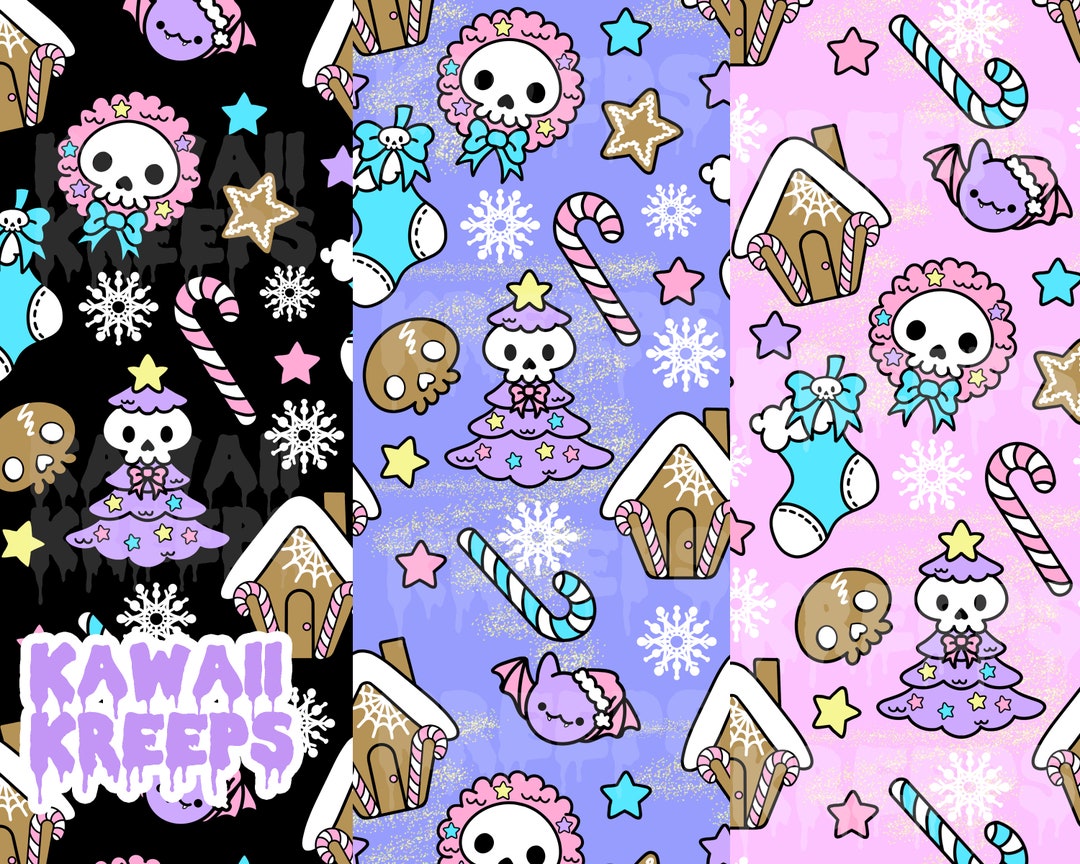 Pastel Goth Christmas Seamless Pattern Digital Paper With - Etsy
