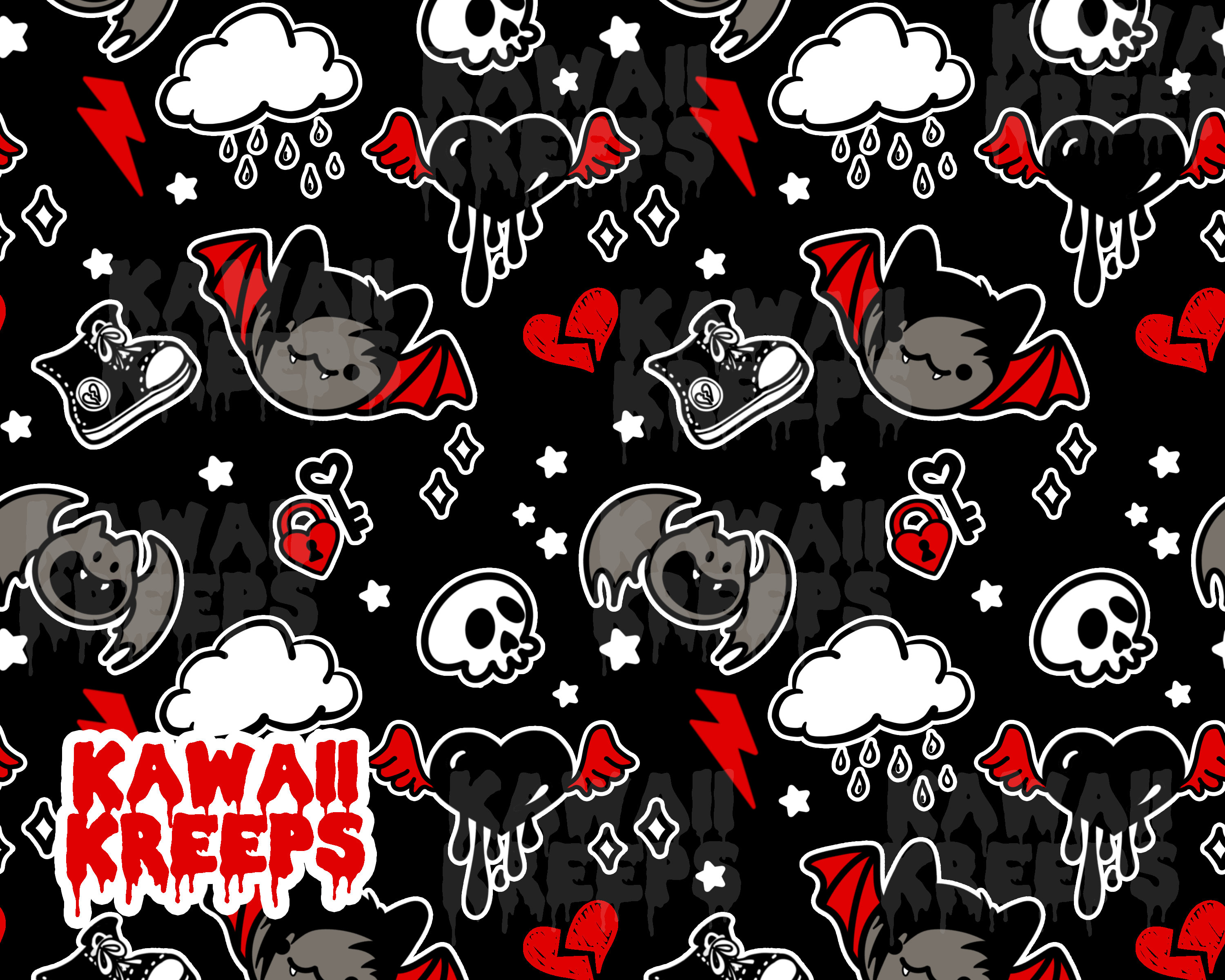 Kawaii Emo Bat Scene Kid Alt Aesthetic Goth Digital Seamless - Etsy ...