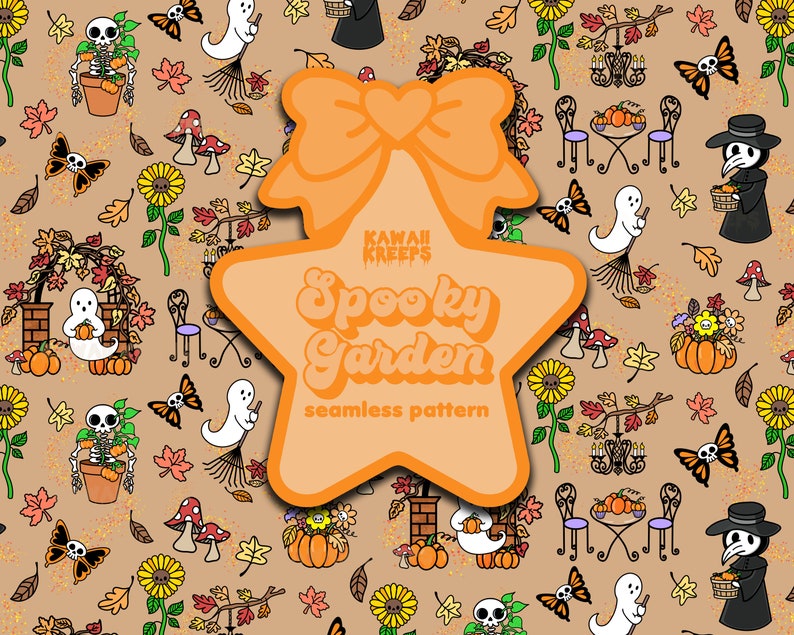 Dark Cottagecore Fall Spooky Garden Halloween Seamless Pattern - Etsy