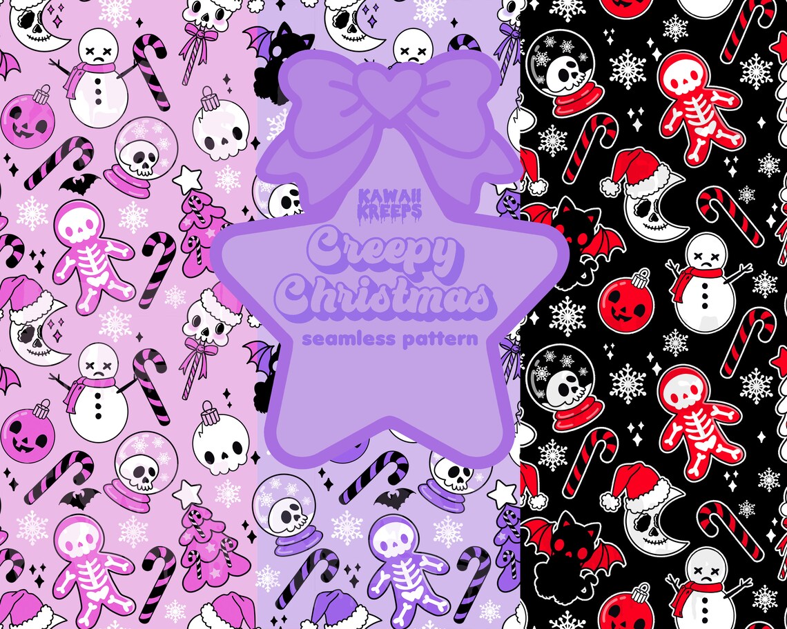 Pastel Goth Christmas Seamless Pattern Digital Paper With - Etsy