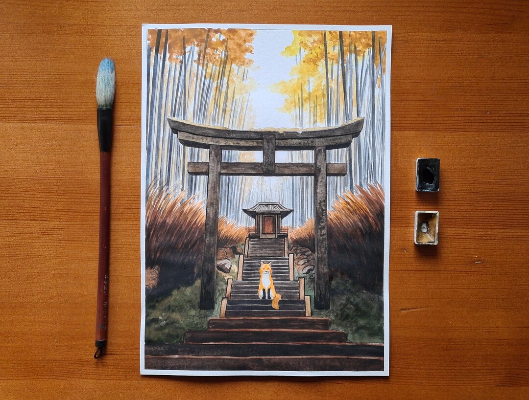 Japanese Forest Painting Japanese Art Original Watercolor Painting ...