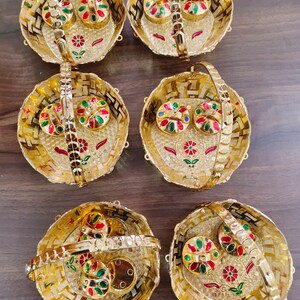 100 Pcs Indian Wedding Haldi Kumkum Decorative Basket Return Gift Favor ...