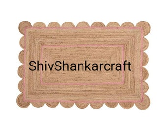 Pink Scalloped Jute Rug - Etsy