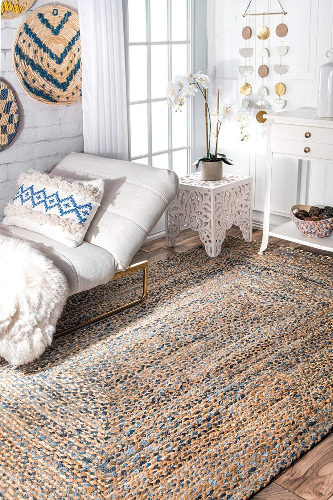 Indian Braided Floor Rug Handmade Jute Rug Natural Jute Oval - Etsy