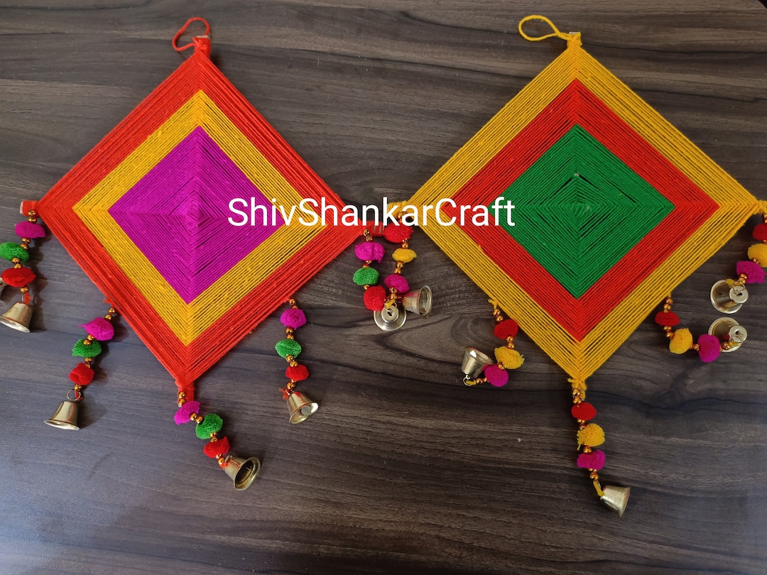 25 Pcs Indian Wedding Woolen Kites Wall Hangings Door Decorative ...