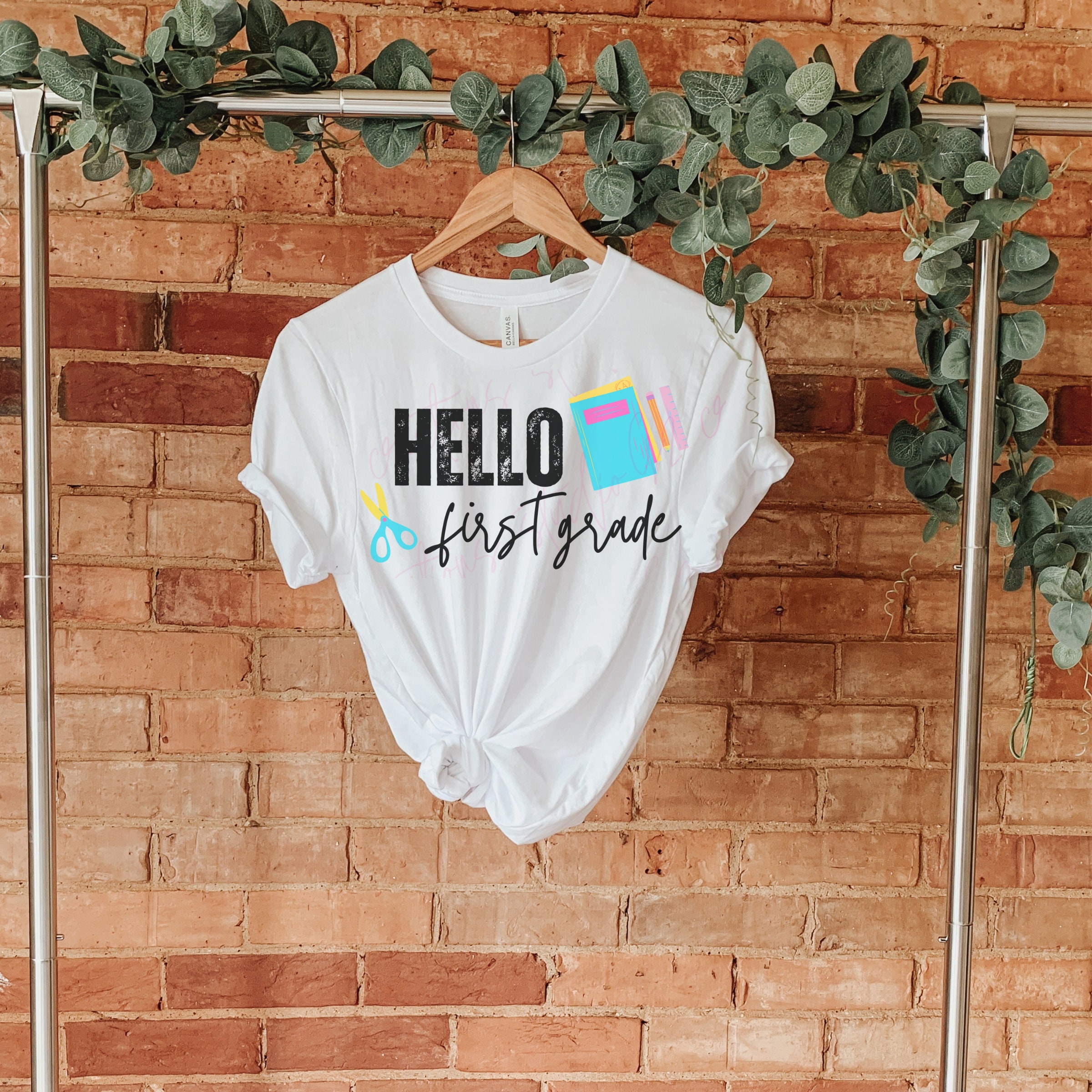 Hello First Grade T-shirt Design PNG Printable Download - Etsy