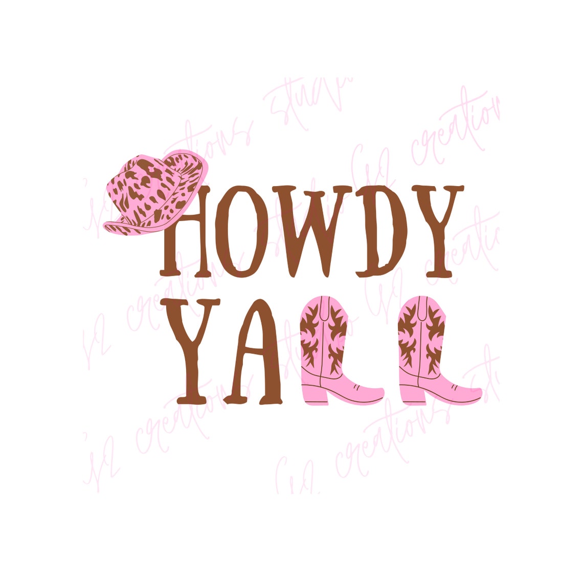 Howdy PNG Howdy Y'all Pink and Brown PNG Printable - Etsy